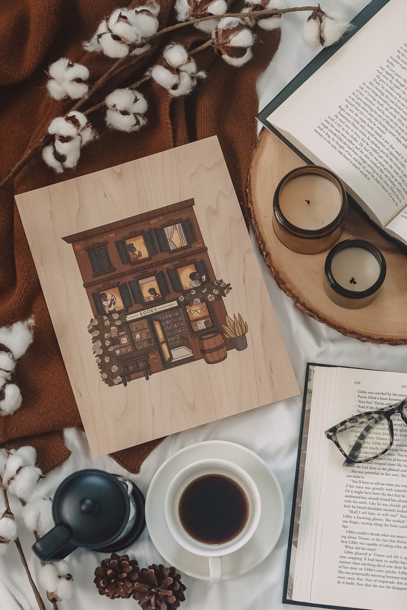 The Bookshop Wood Print – The Seasonal Pages