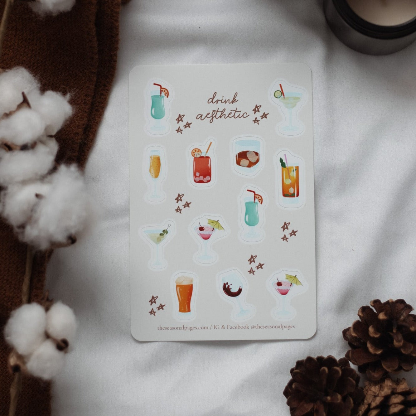 Drink Aesthetic Sticker Sheet – The Seasonal Pages