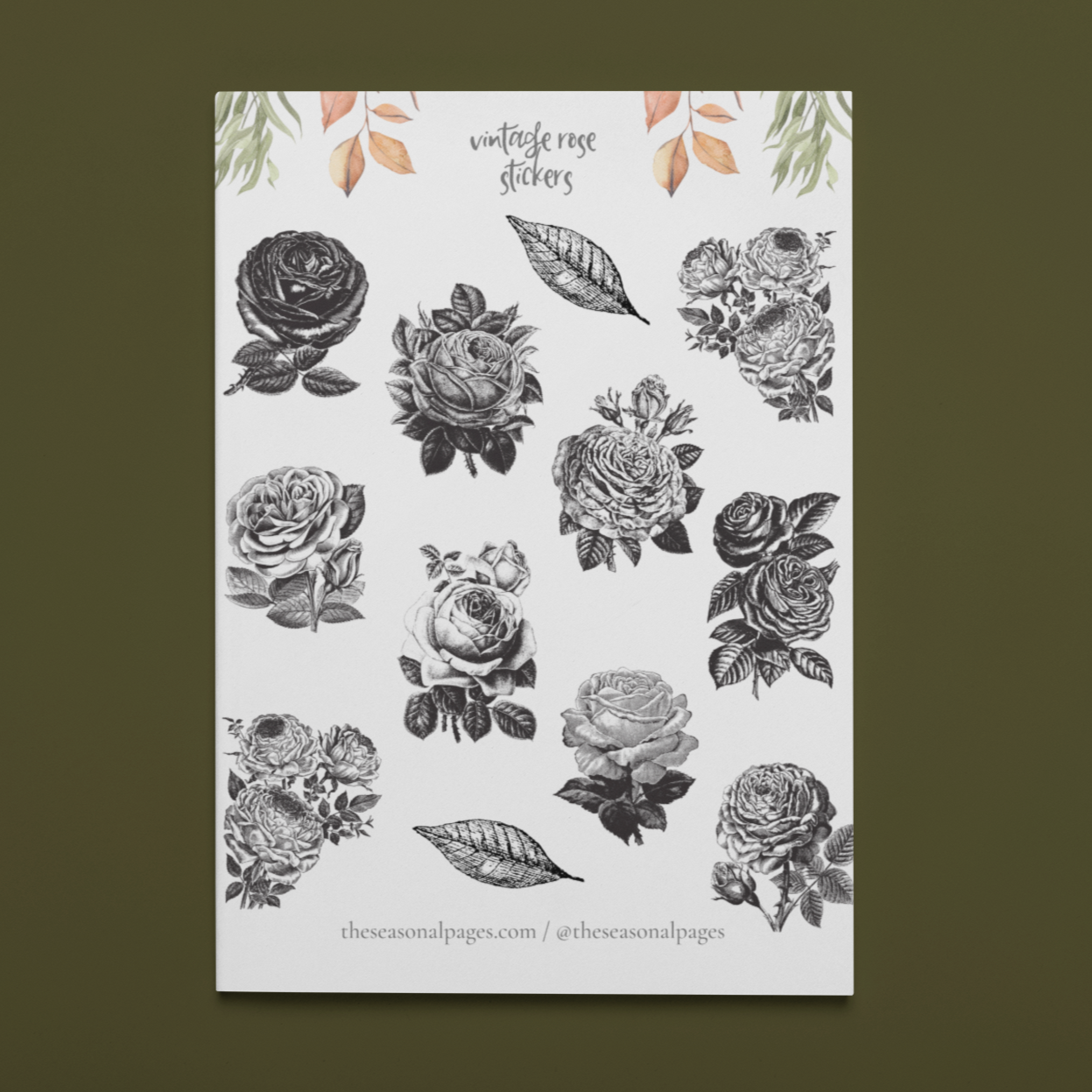 Printable Vintage Rose Sticker Set – The Seasonal Pages
